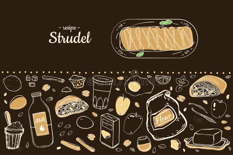 Set of Items for Making Viennese Traditional Strudel Stock Vector ...