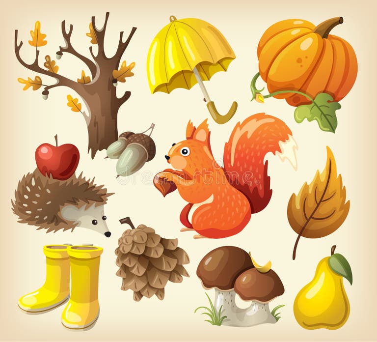 Set of Items that Represent Autumn Stock Vector - Illustration of food ...