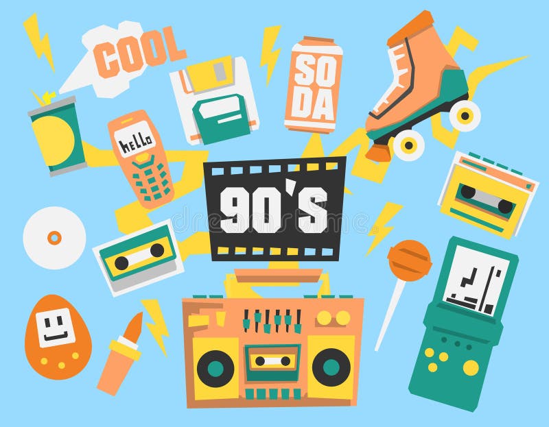 A Set of Items from the 80s and 90s, Toys, Musical Instruments. Flat ...