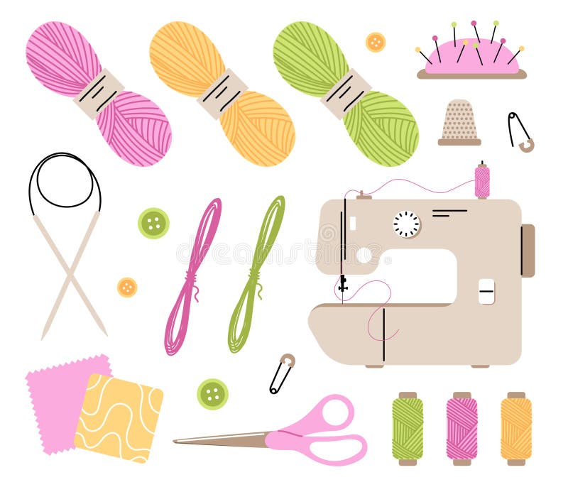 Set of Items for Sewing and Needlework Stock Illustration ...