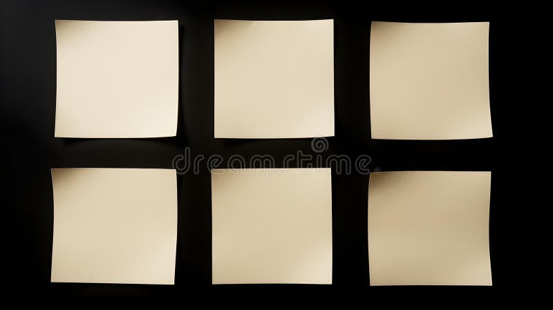 Set of Ivory Square Paper Notes on a Black Background. Brainstorming ...