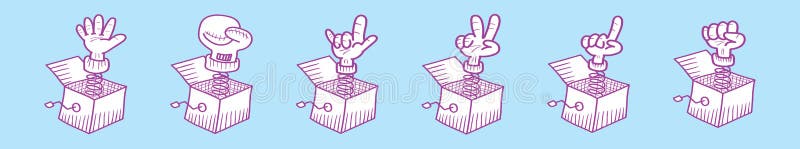 Set of Jack in the Box Cartoon Icon Design Template with Various Models ...