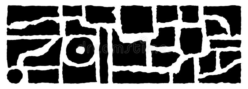 Set of Jagged Edge Rectangle, Torn Paper Different Fragments. Vector ...