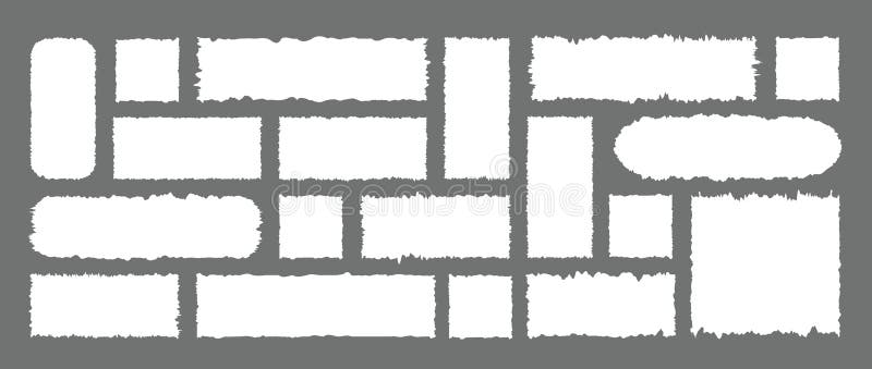 Set of Jagged Rectangle. Torn Paper Sheet for Stickers or Collages ...