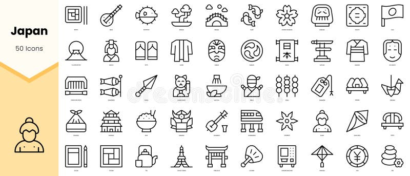 Set of Japan Icons. Simple Line Art Style Icons Pack Stock Vector ...