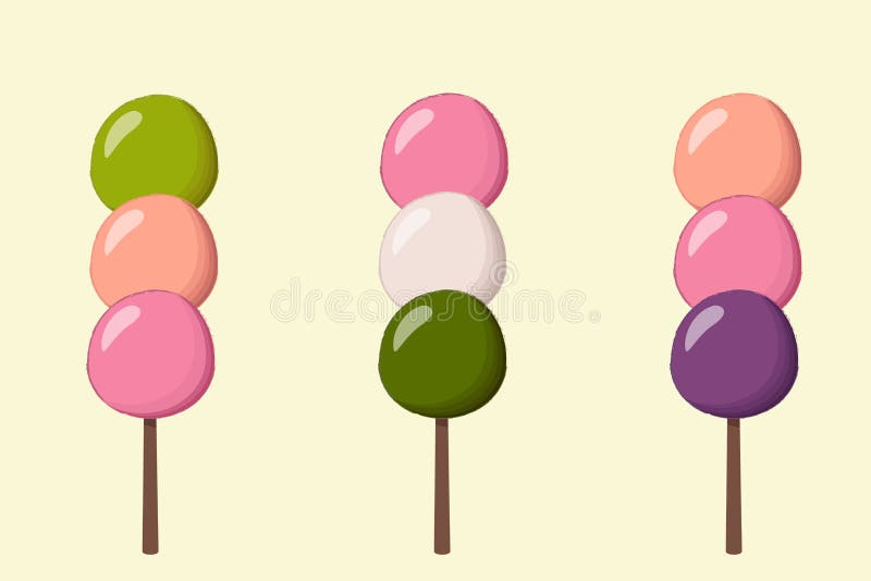Set of Japanese Dango on a Stick. Flat Vector Illustration. Asian Food ...