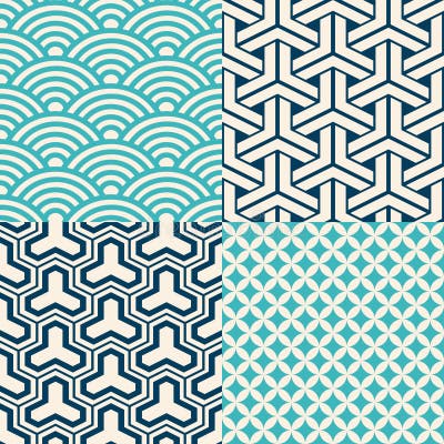 Set of Japanese Seamless Patterns Stock Vector - Illustration of ...