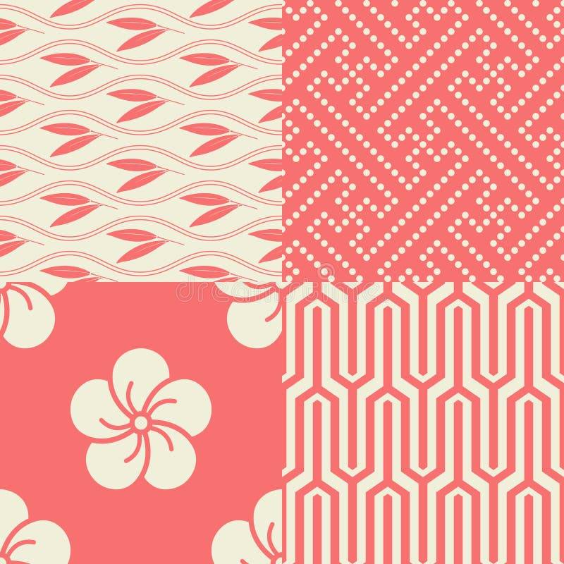 Set of Japanese Seamless Patterns Stock Vector - Illustration of asia ...