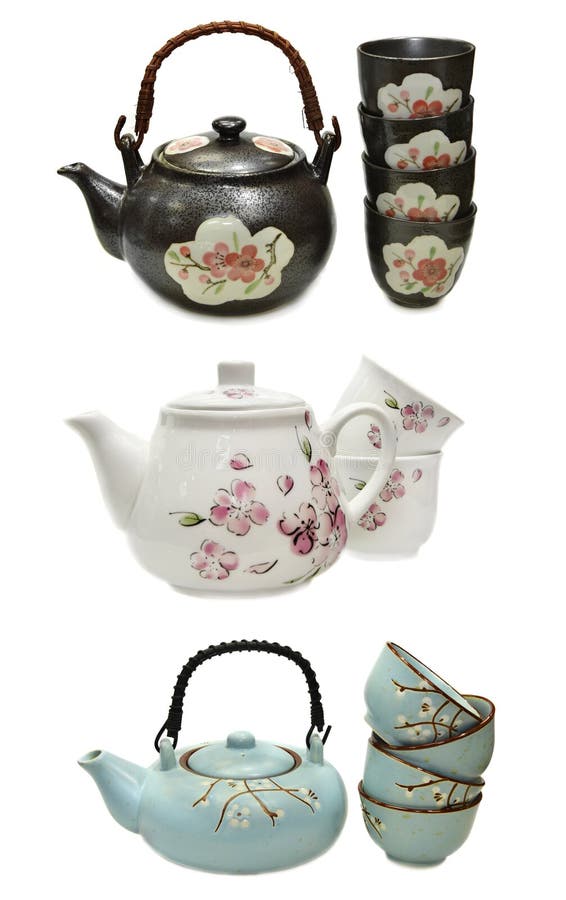 Set with Japanese Teapots and Cups Stock Image - Image of drink ...