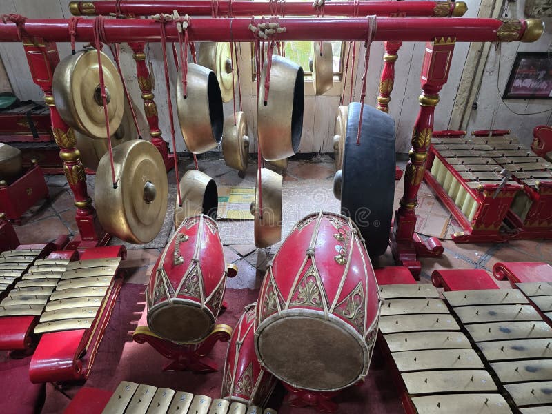 A Set of Javanese Traditional Gamelan Stock Photo - Image of person ...