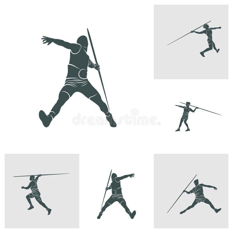 Set of Javelin Thrower Vector Illustration Design. Javelin Thrower Logo ...