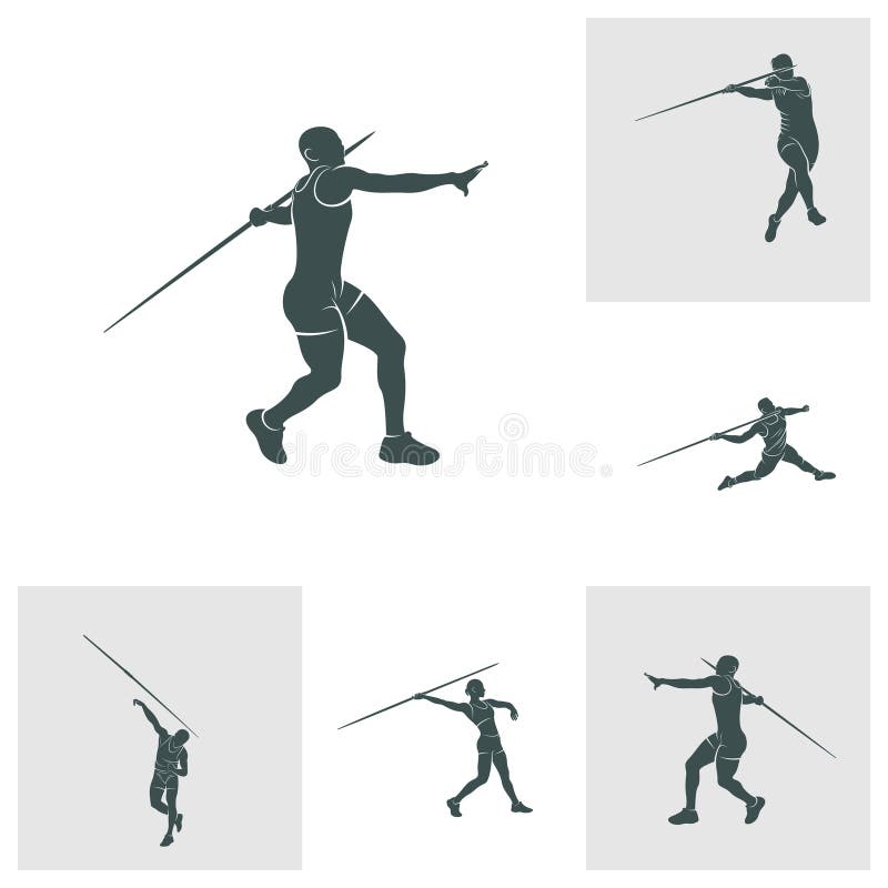 Set of Javelin Thrower Vector Illustration Design. Javelin Thrower Logo ...