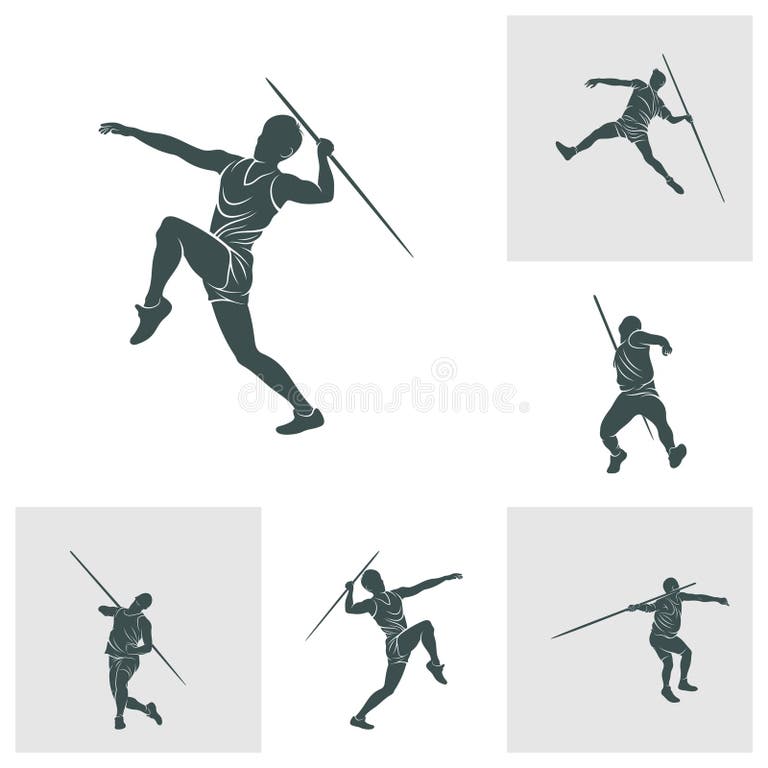 Set of Javelin Thrower Vector Illustration Design. Javelin Thrower Logo ...