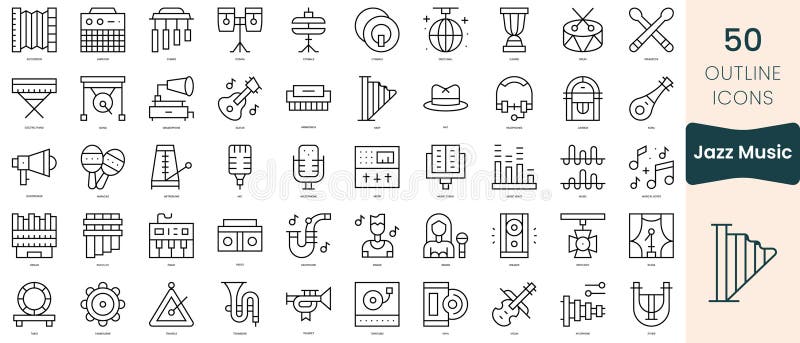 Set of Jazz Music Icons. Thin Linear Style Icons Pack Stock Vector ...