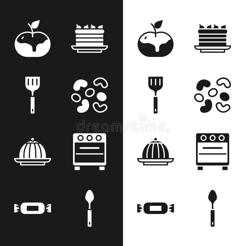 Set Jelly Candy, Spatula, Apple in Caramel, Cake, Pudding Custard, Oven ...