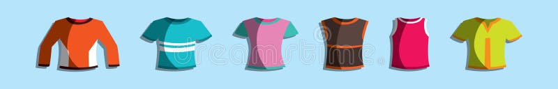 Set of Sports Jersey Cartoon Icon Design Template with Various Models ...