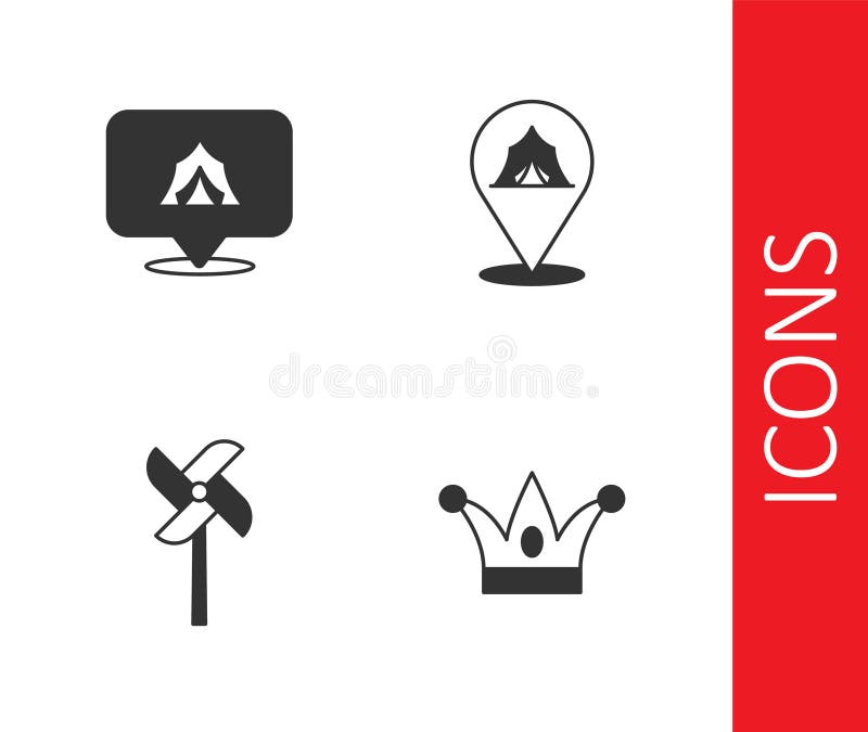 Set Jester Hat with Bells, Circus Tent, Pinwheel Toy and Icon. Vector ...