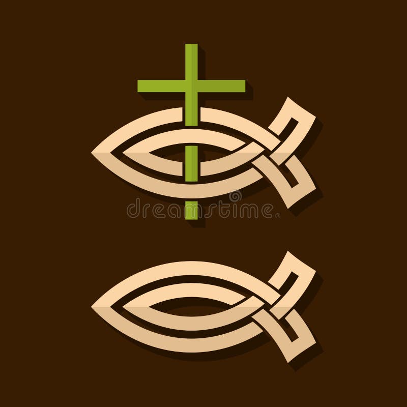 Set of Jesus Fish Symbols and Logo. Stock Vector - Illustration of ...