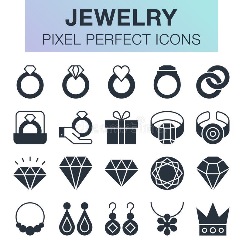 Set of jewelry icons. stock vector. Illustration of crystal - 89189173