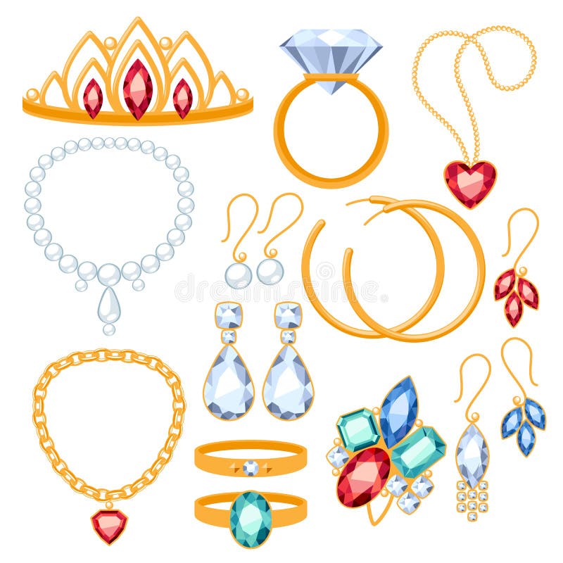 Set of jewelry items. stock vector. Illustration of icon - 48621452