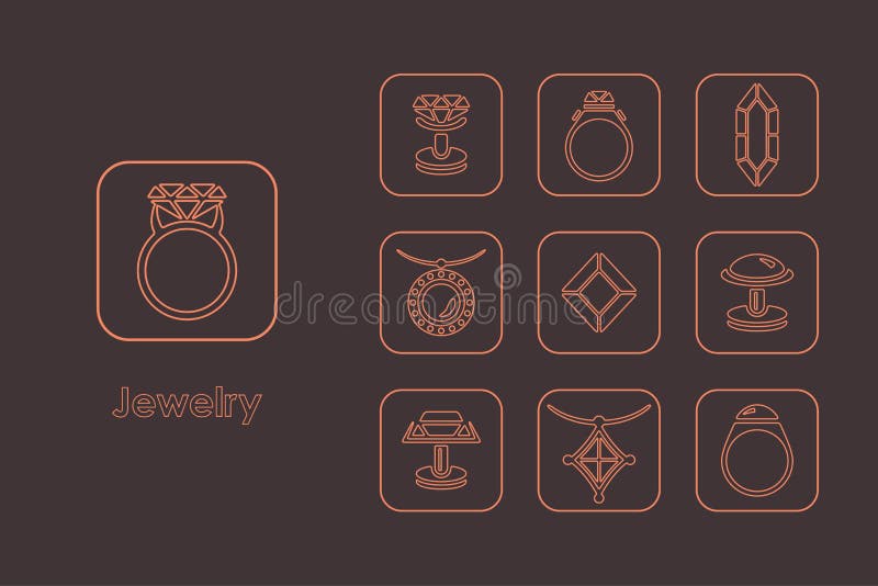 Set of Jewelry Simple Icons Stock Vector - Illustration of brilliant ...