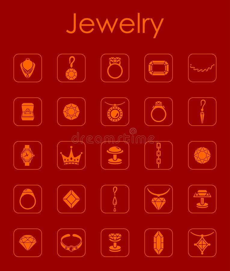 Set of Jewelry Simple Icons Stock Vector - Illustration of ornament ...