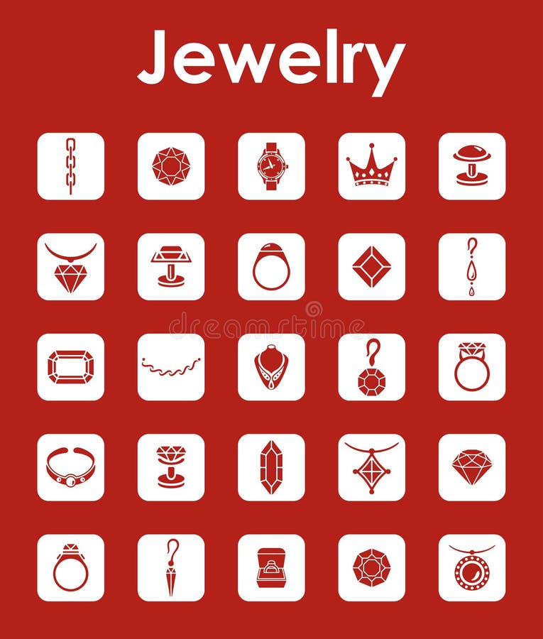 Set of Jewelry Simple Icons Stock Vector - Illustration of chainlet ...