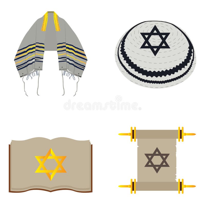 Set of jewish objects stock vector. Illustration of bible - 90754311