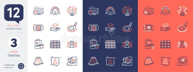 Set of Job Interview, Inclusion and Leaf Line Icons. for Design. Vector ...