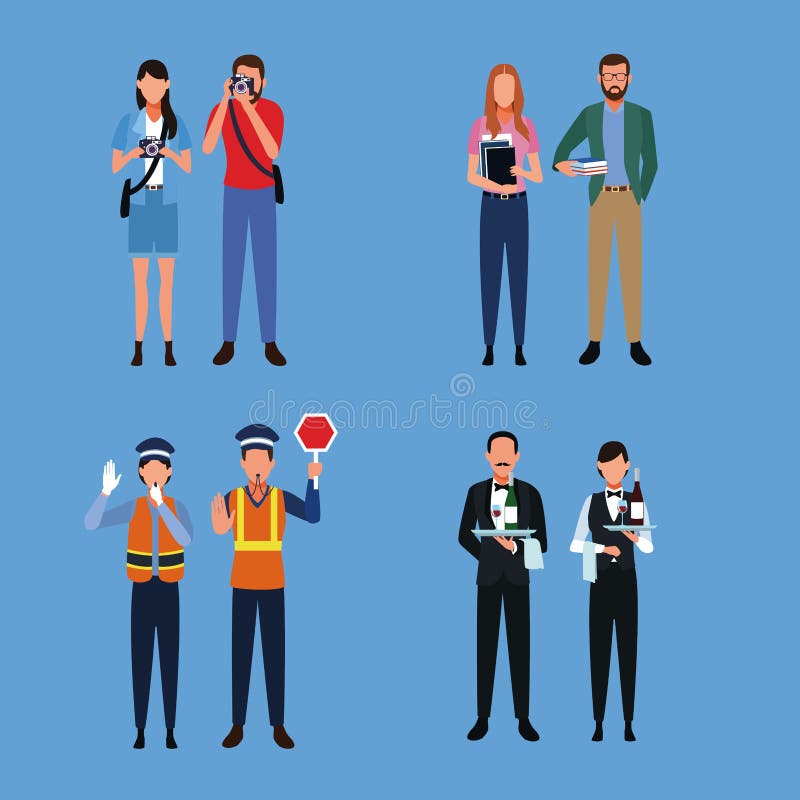 Set of jobs and occupation stock vector. Illustration of recruitment ...
