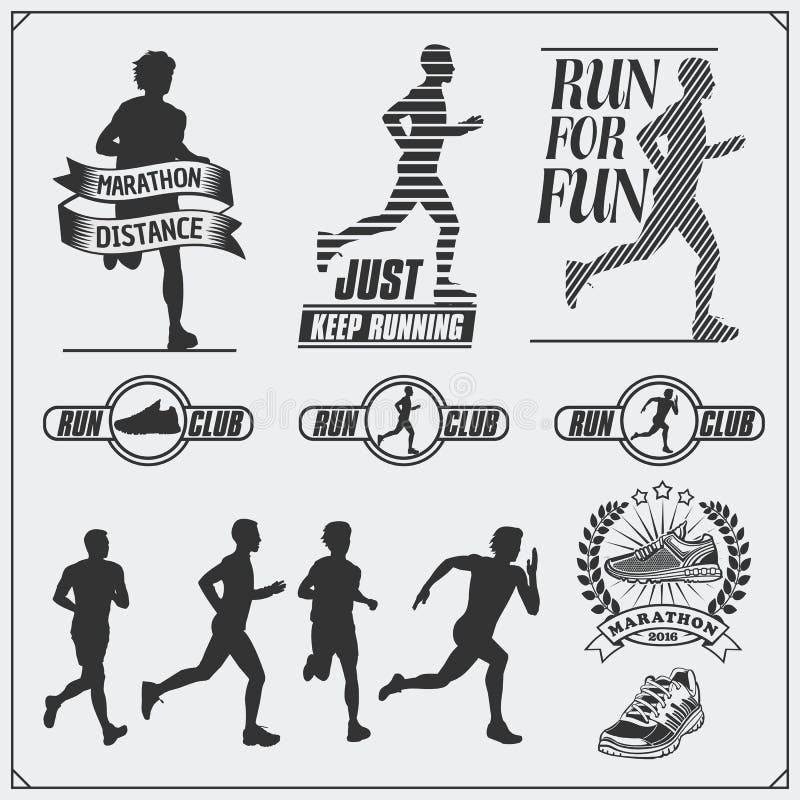 Running Club Labels, Emblems and Design Elements Stock Vector ...