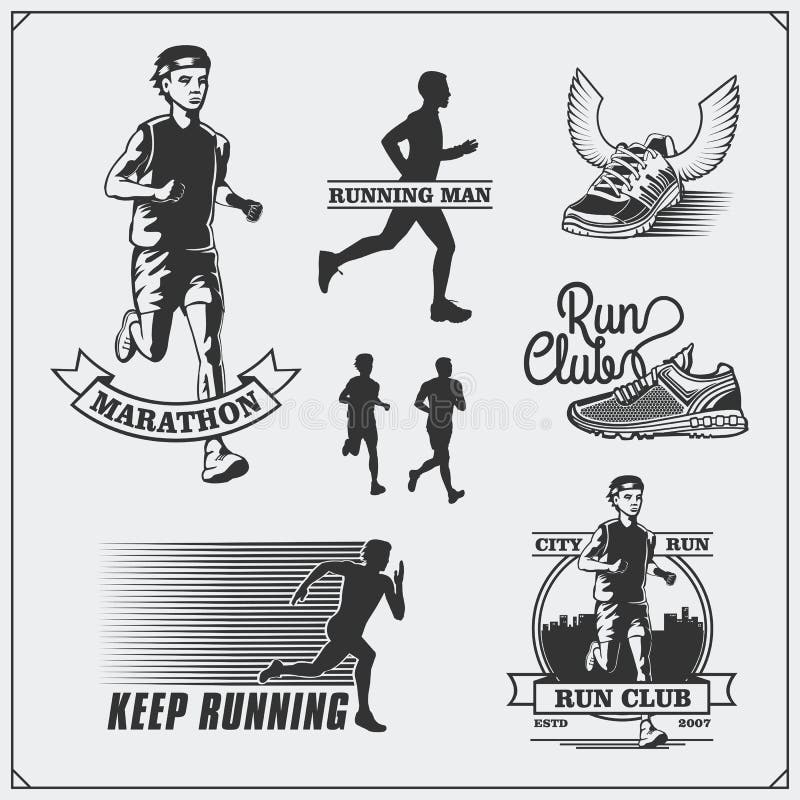 Running Club Labels, Emblems and Design Elements Stock Vector ...