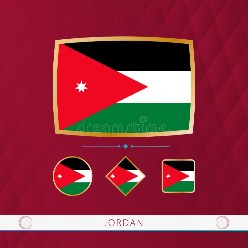 Set of Jordan Flags with Gold Frame for Use at Sporting Events on a ...