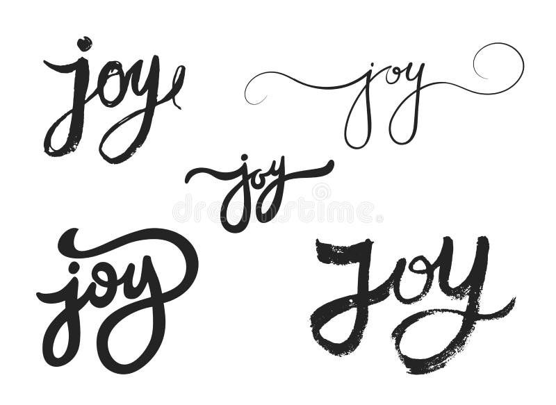Set of Joy Brush Calligraphy Banner. Vector Illustration. Isolated on ...