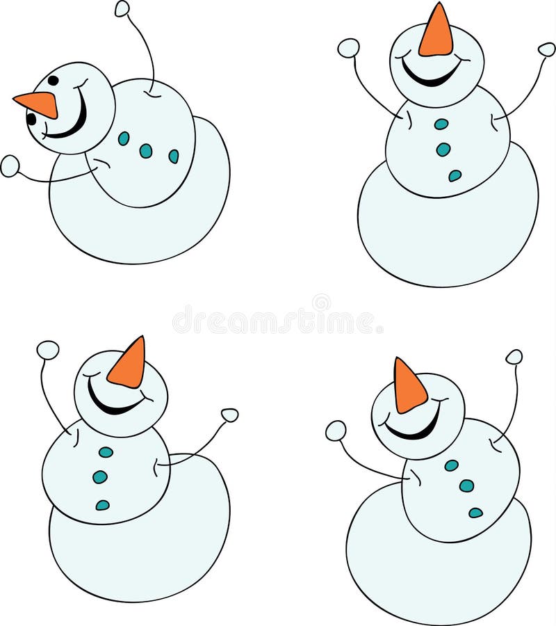 Set of Joyful Winter Snowman Icons Vector Stock Vector - Illustration ...