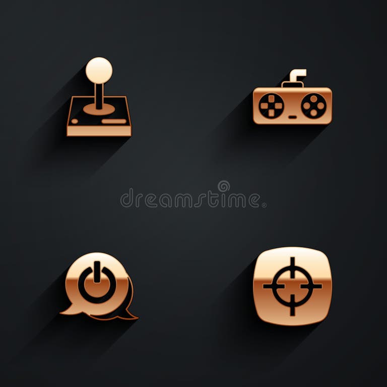 Set Joystick for Arcade Machine, Game Controller Joystick, Power Button and Target Sport Icon ...