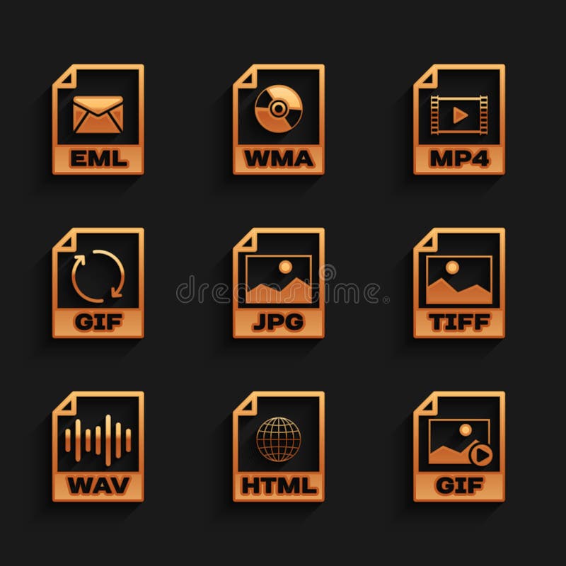 Set JPG File Document, HTML, GIF, TIFF, WAV and Icon. Vector Stock ... Set JPG File Document, HTML, GIF, TIFF, WAV and Icon. Vector Stock ...