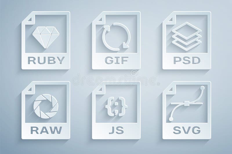 Set Js File Document Psd Raw Svg Gif Y Ruby Icono. Vector Fotografía ... Set Js File Document Psd Raw Svg Gif Y Ruby Icono. Vector Fotografía ...