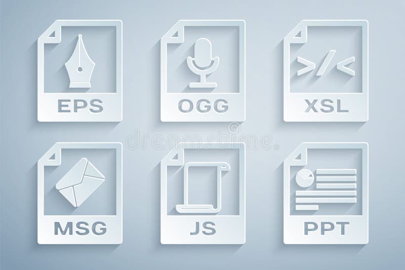 Set JS File Document, XSL, MSG, PPT, OGG and EPS Icon. Vector Stock ... Set JS File Document, XSL, MSG, PPT, OGG and EPS Icon. Vector Stock ...