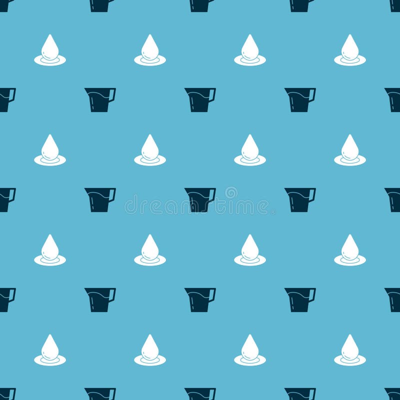 Set Jug Glass with Water and Water Drop on Seamless Pattern. Vector ...