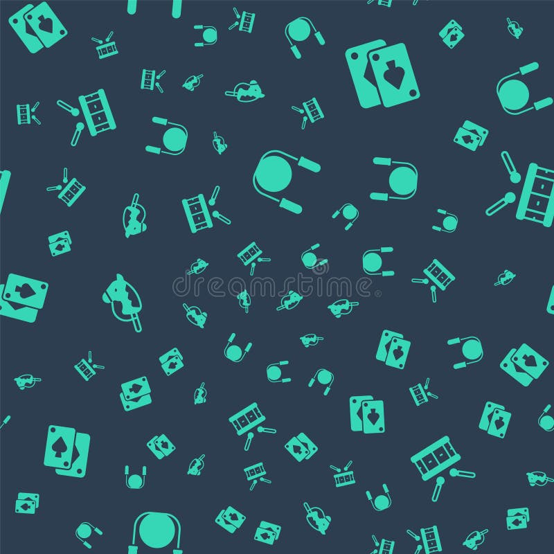 Set Jump Rope, Playing Cards, Toy Horse and Drum with Drum Sticks on ...