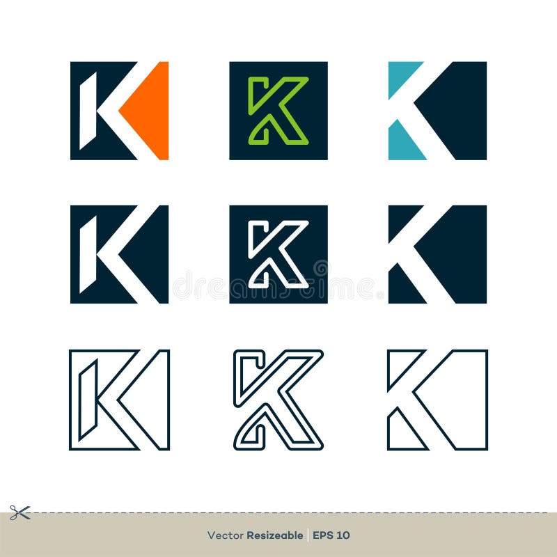 Set K Letter Icon Square Vector Logo Template Illustration Design ...