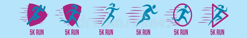 Set of 5k Run Logo Cartoon Icon Design Template with Various Models ...