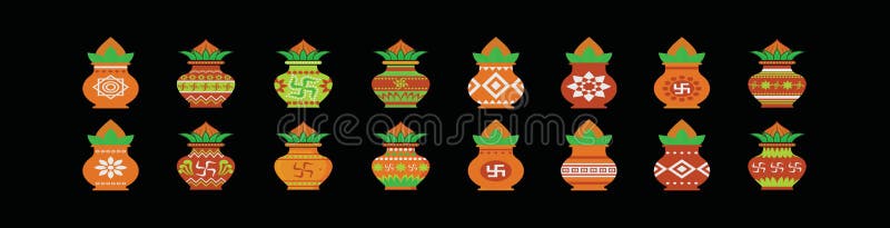 Set of Kalash Cartoon Icon Design Template with Various Models. Vector ...
