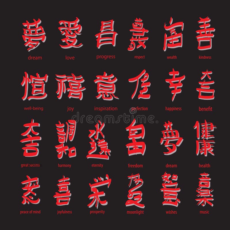 Kanji with translation stock vector. Illustration of language - 12367502