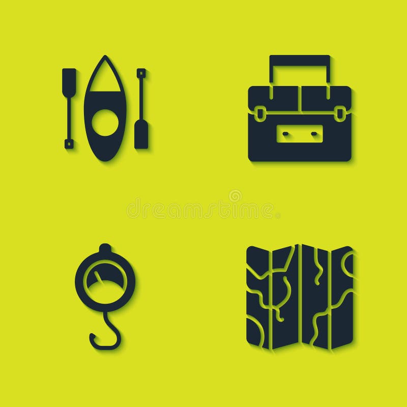 Set Kayak or Canoe, Folded Map, Spring Scale and Case Container for ...