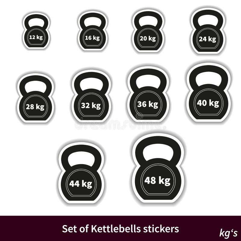 Set of Kettlebells Stickers (kg S) Stock Vector - Illustration of ...