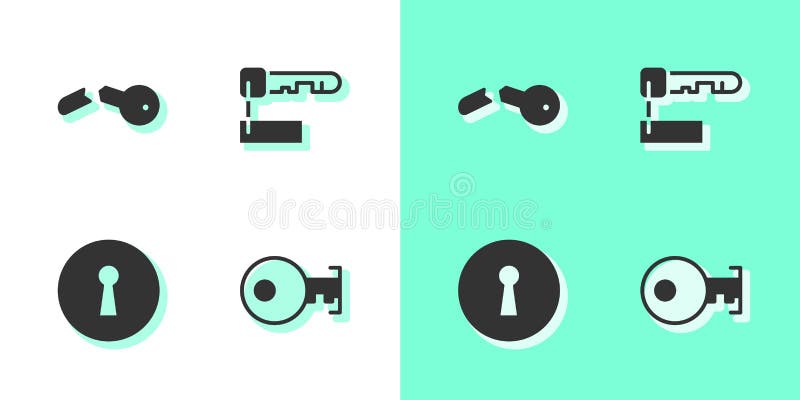 Set Key, Broken Key, Keyhole and Marked Icon. Vector Stock Vector ...
