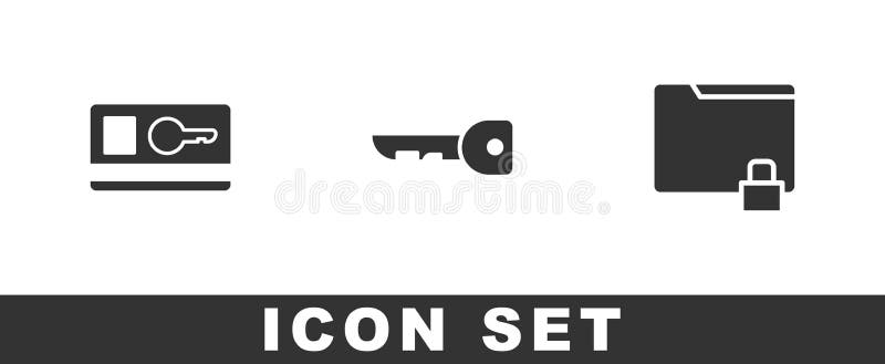 Set Key Card, and Folder and Lock Icon. Vector Stock Vector ...