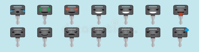 Set of Key Characters Cartoon Icon Design Template with Various Models ...